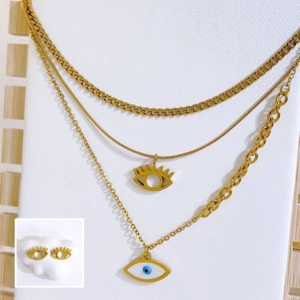 COLLARES SET24 | SET DE ACERO - Piedras Bellisimas