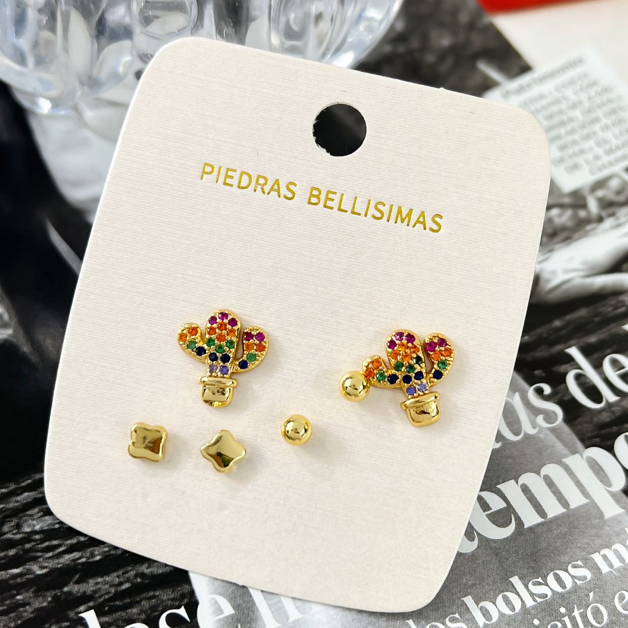 SET DE ZARCILLOS TOPITOS | ZARCILLOS DE FIGURAS - Piedras Bellisimas