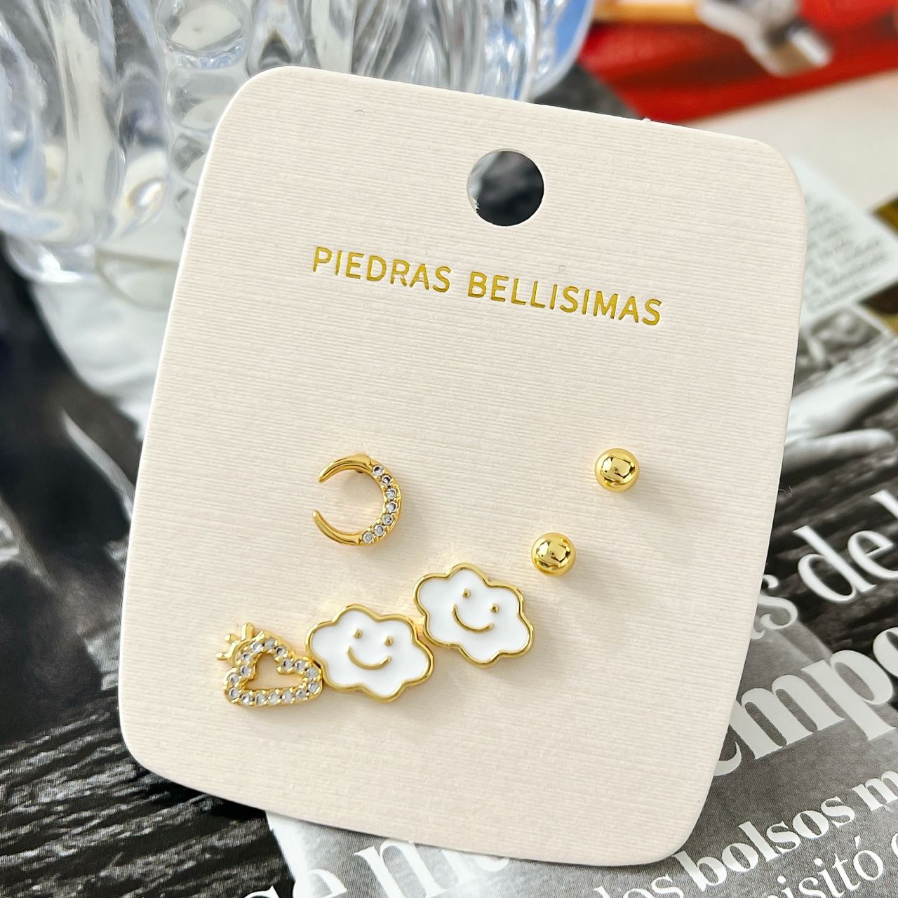 SET DE ZARCILLOS TOPITOS | ZARCILLOS DE FIGURAS - Piedras Bellisimas